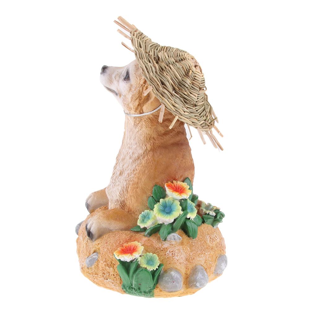 Reçine Craft Mongoose Heykel Bahçesi Dekor Hayvanlar Hasır Şapkalar ...
