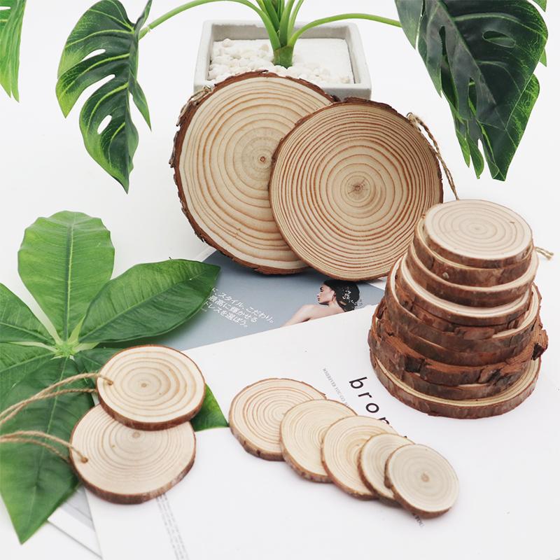 Buy 3-12cm Thick Natural Pine Round Unfinished Wood Slices Circles With ...