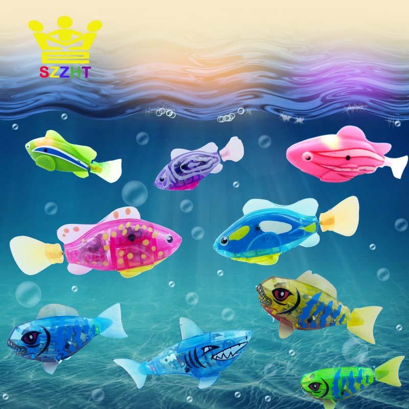 Buy Flash Swimming Electronic Fish Pet Bath Battery Powered Swim ...