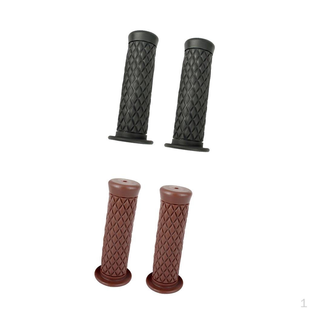 Buy 2 Pair Motorcycle Retro Handle Bar Handlebar Grips Brown & Dark ...