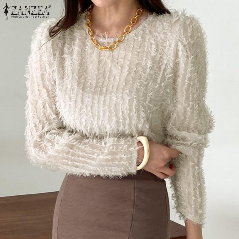 Cheap ZANZEA Women Fashion See Through Tops Spring Summer Casual Long ...