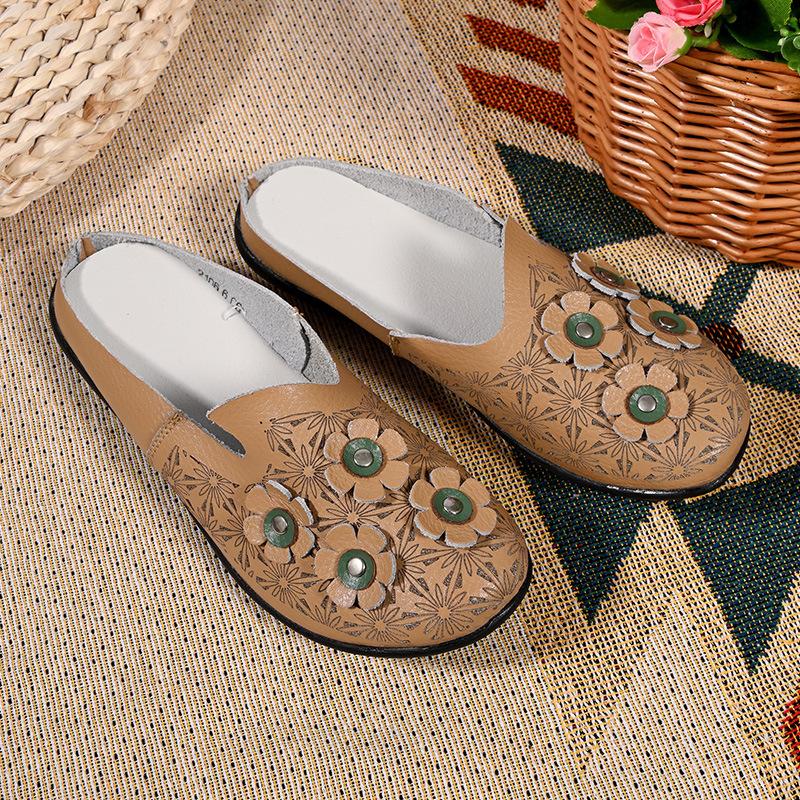 Satın alın Low Cut Flat Peas Women's Single Shoes Half Slippers Plus ...