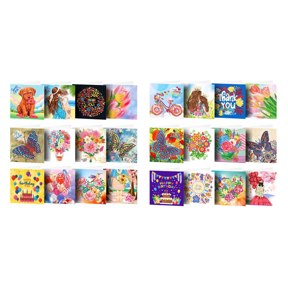 Buy 12pcs DIY Diamond Painting Greeting Cards Mosaic Thanks Birthday ...