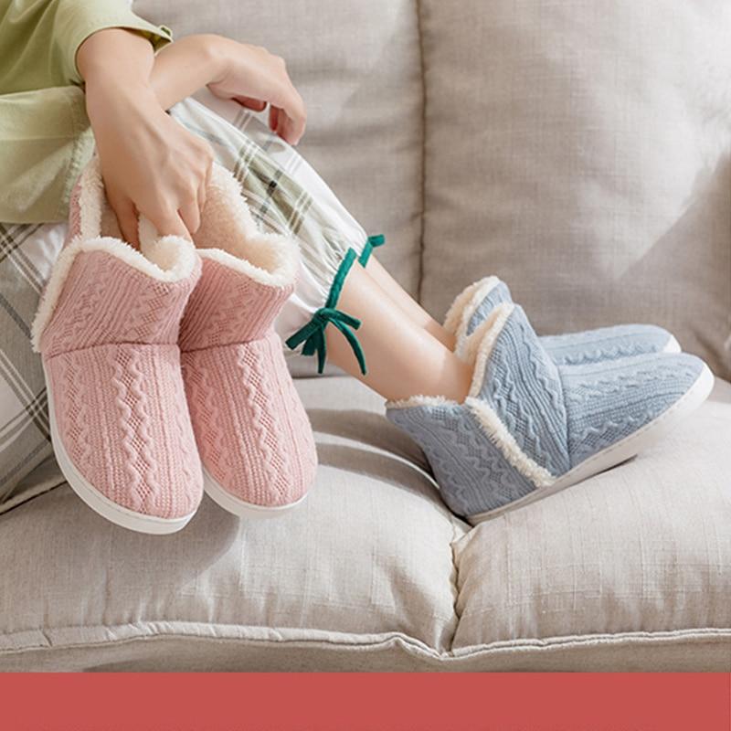 Buy Women Winter Warm Ankle Boots Slippers Indoor Plush Slipper Boot ...
