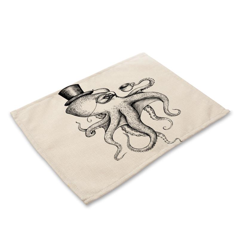 Sea Life Octopus Pattern Cup Pads Heat Insulation Placemat Anti-slip ...