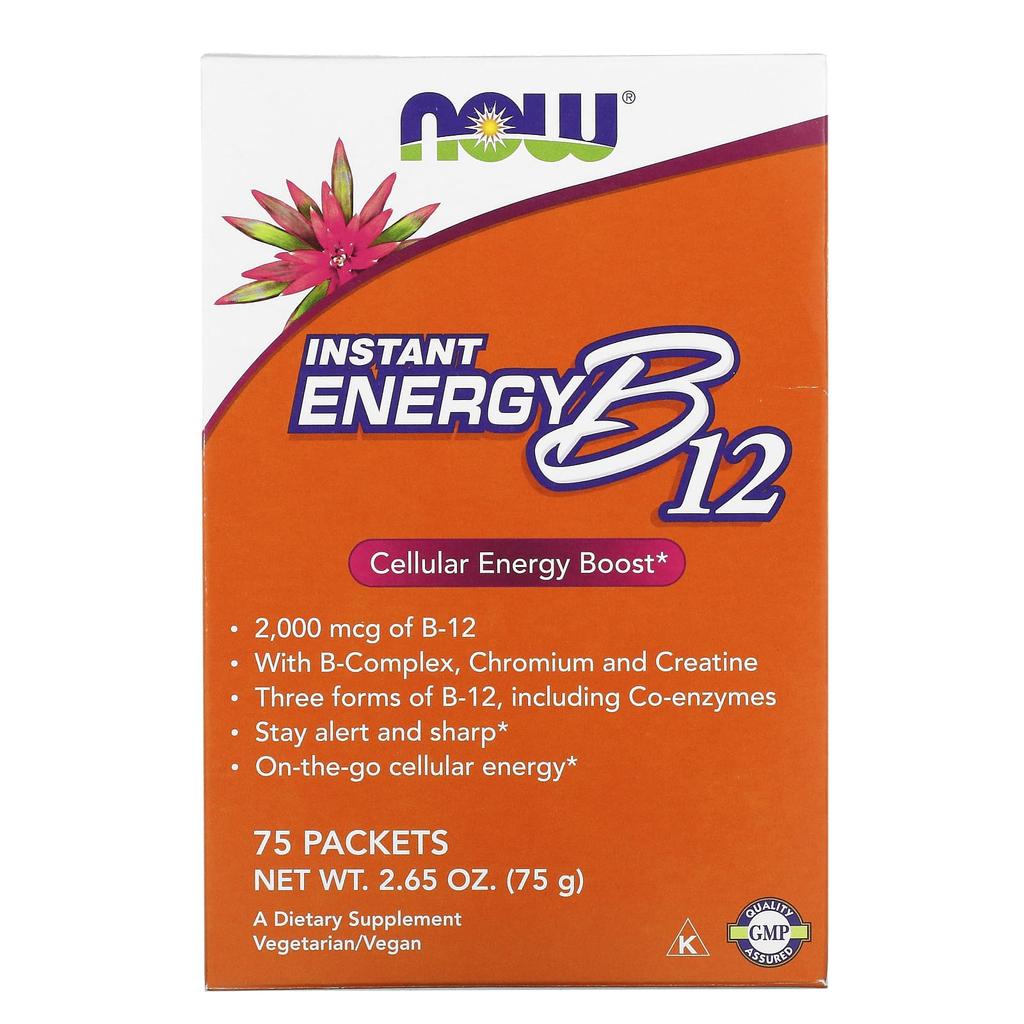 Buy NOW Foods, Instant Energy B12, 2,000 mcg, 75 Packets, 0.035 oz (1 g ...