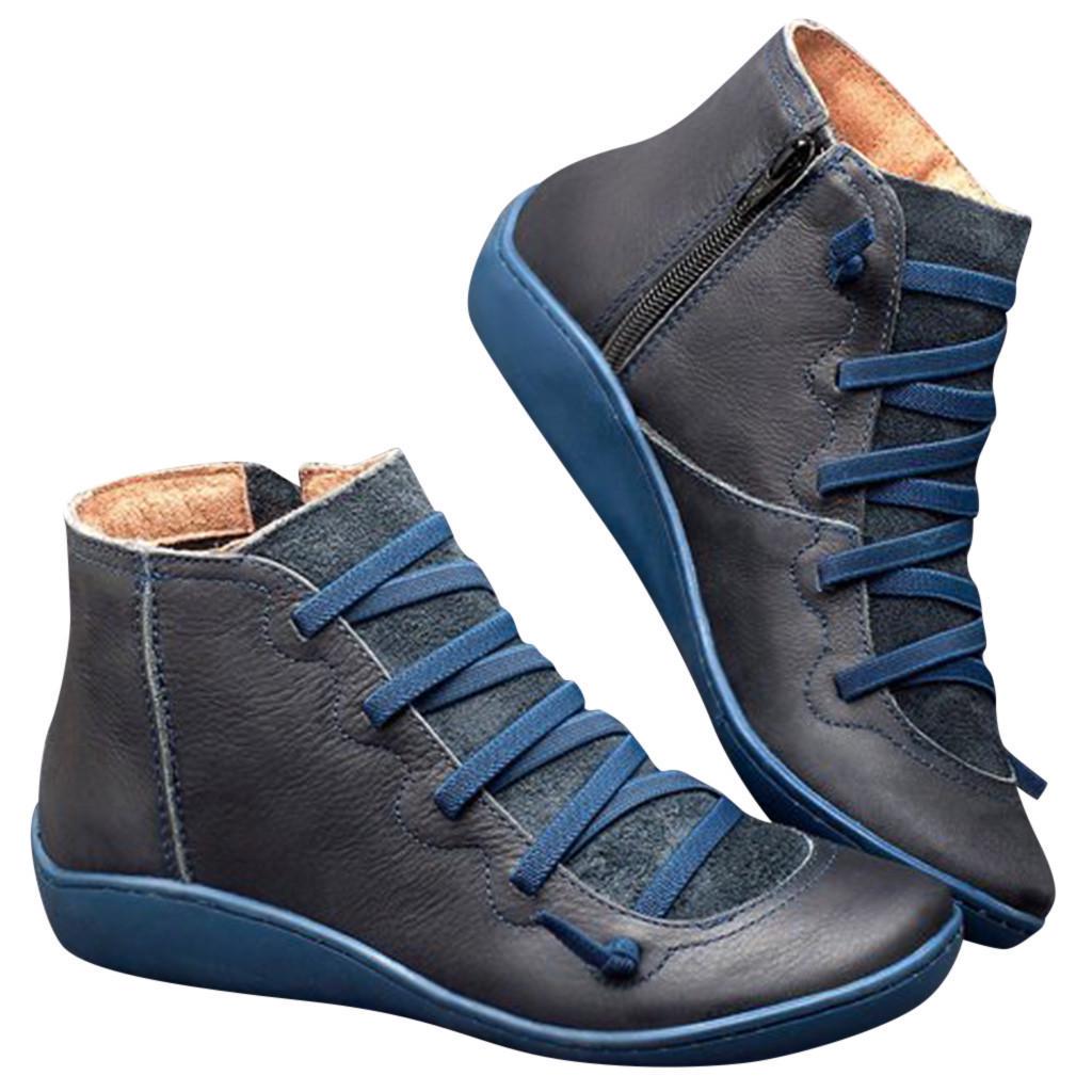 Buy Womens Casual Ankle Boots Autumn Vintage Leather Lace Up Shoes ...