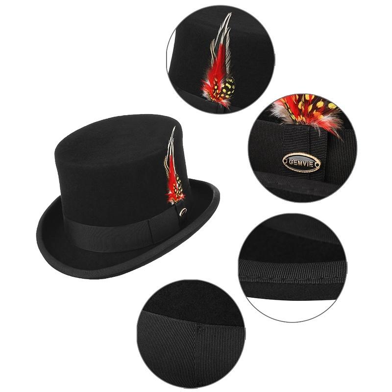 Buy Wool Felt Fedoras Hat President Hats Top Hat for Women Men ...
