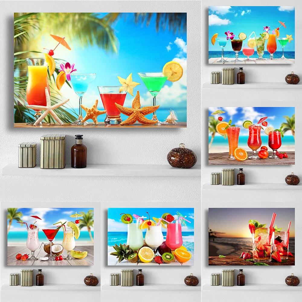 Satın alın Modern Fresh Juices and Cocktails Canvas Painting Summer Sea ...