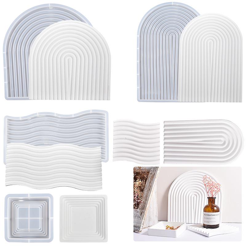 Kaufe 1PC Home Decor Wellenform Tablett Gips Silikon Form DIY ...