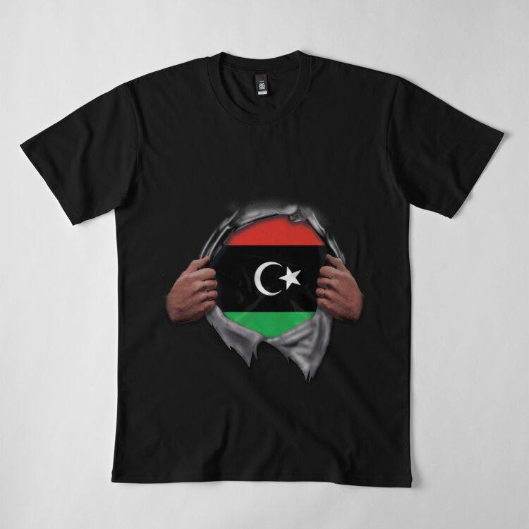 Buy Men Premium Cotton Harajuku T-Shirt Libya Flag Ripped Gift For ...