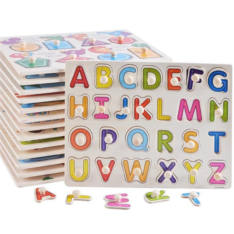 Buy Kid Hand Grasp Wooden Toy Alphabet And Digit Learning Cognitive ...