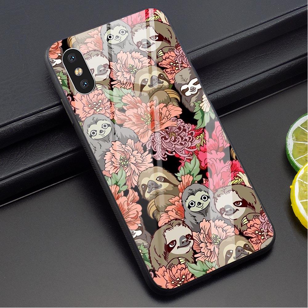 Buy Fashion Sloths Cute Glass Phone Case for Samsung A9 Galaxy iPhone ...