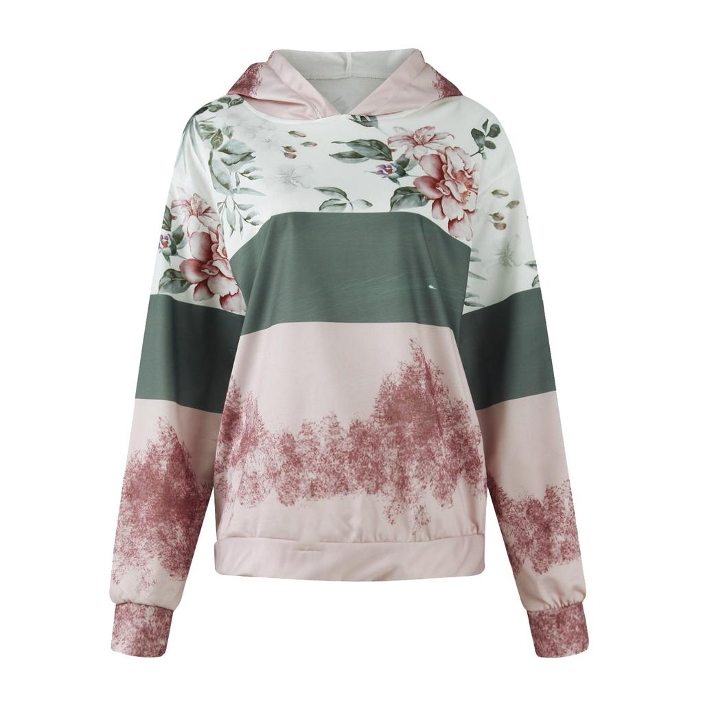 Buy (amanda33) Women's Casual Loose Long Sleeve Floral Print Hooded ...