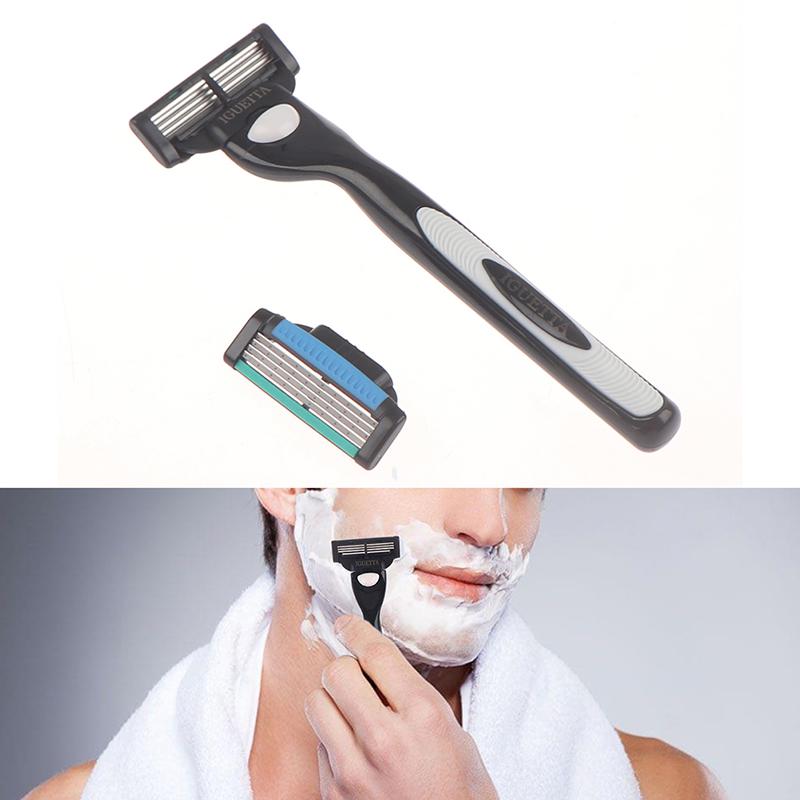 Buy 1 Razor Handle + 2 4-Layer Blade Men'S Safety Hand Beard Razor ...