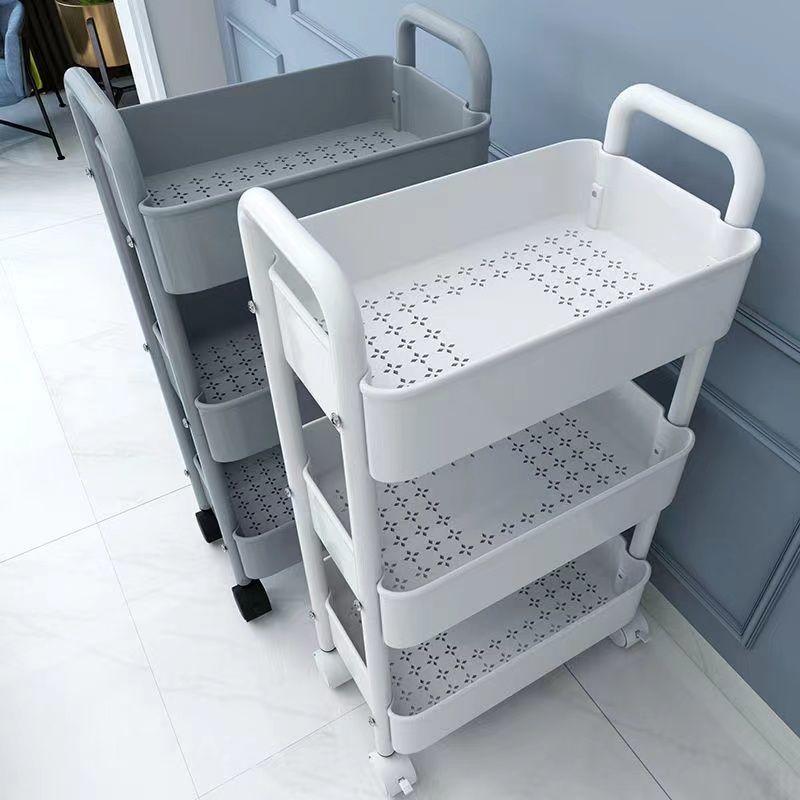 3 Layers Trolley with Roller Bathroom Shelf Landing Multi-layer Storage ...
