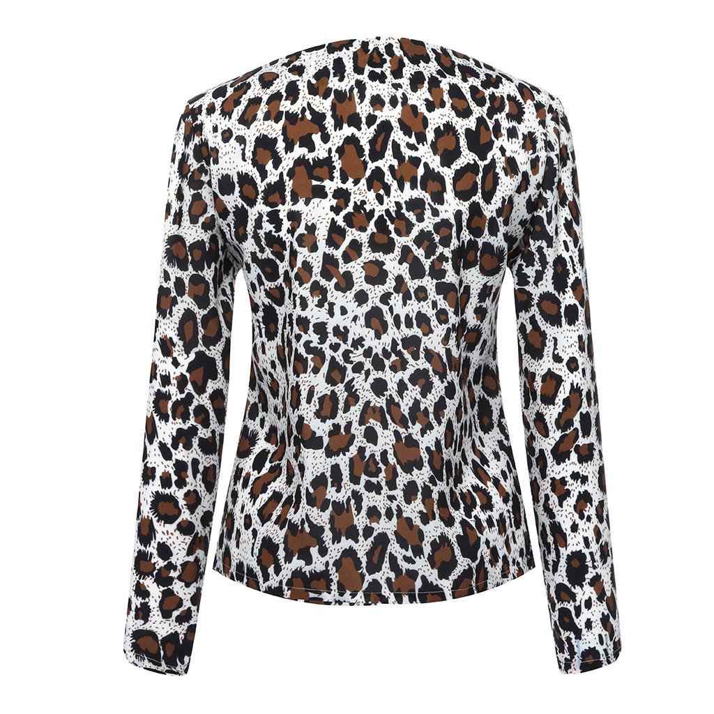 Buy Women's Long Sleeve V-neck Leopard Print Pullover Shirt Top at ...