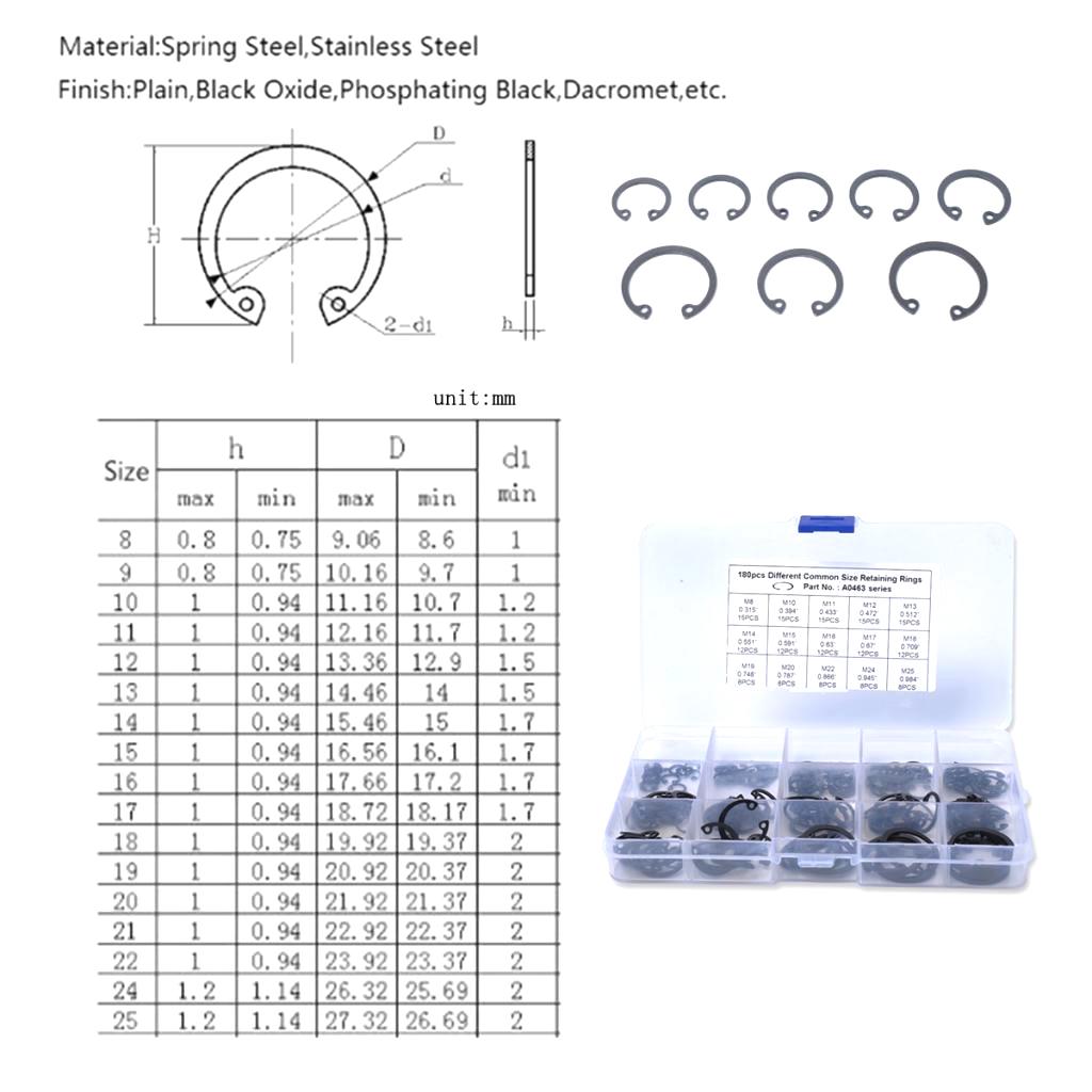 Buy 180 Pieces Circlip Car Snap Ring Assortment Common Size Retaining ...