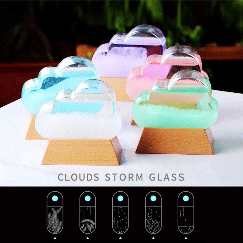 Buy Mayitr Weather Forecast Storm Cloud Glass Bottle W Wooden Base ...