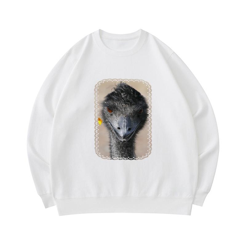 Buy Men's 300 GSM 100% Cotton Sweatshirt Happy Emu Print Street Fashion ...