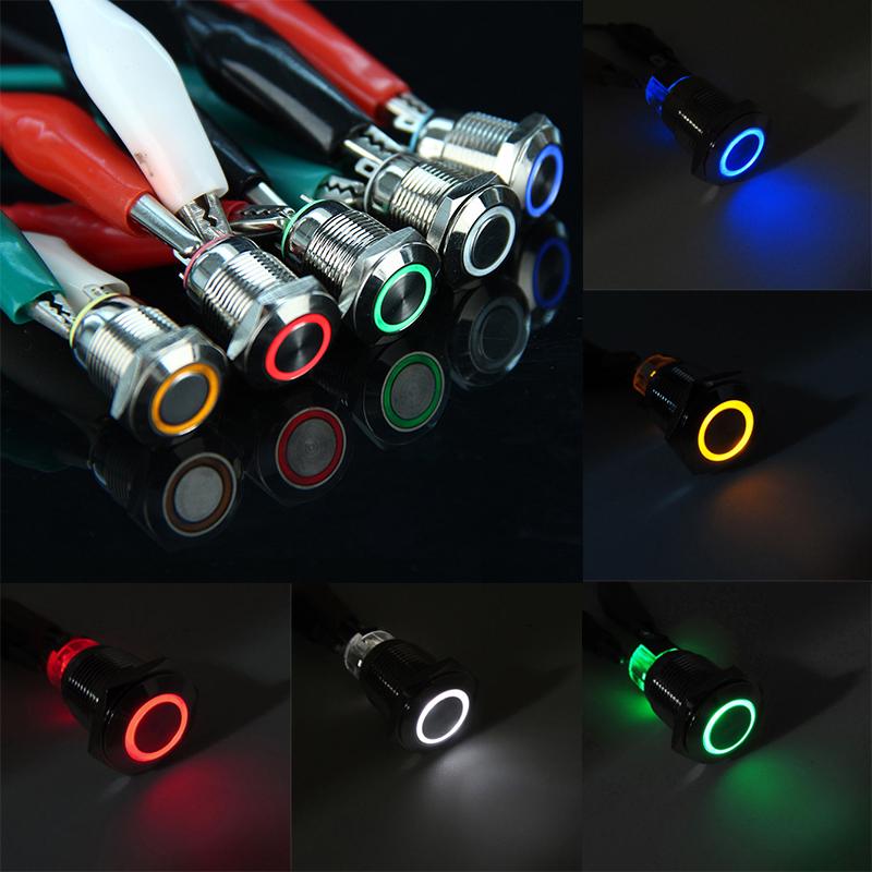 Buy Push Button Switch Ring LED Light Momentary Latching Waterproof 12 ...