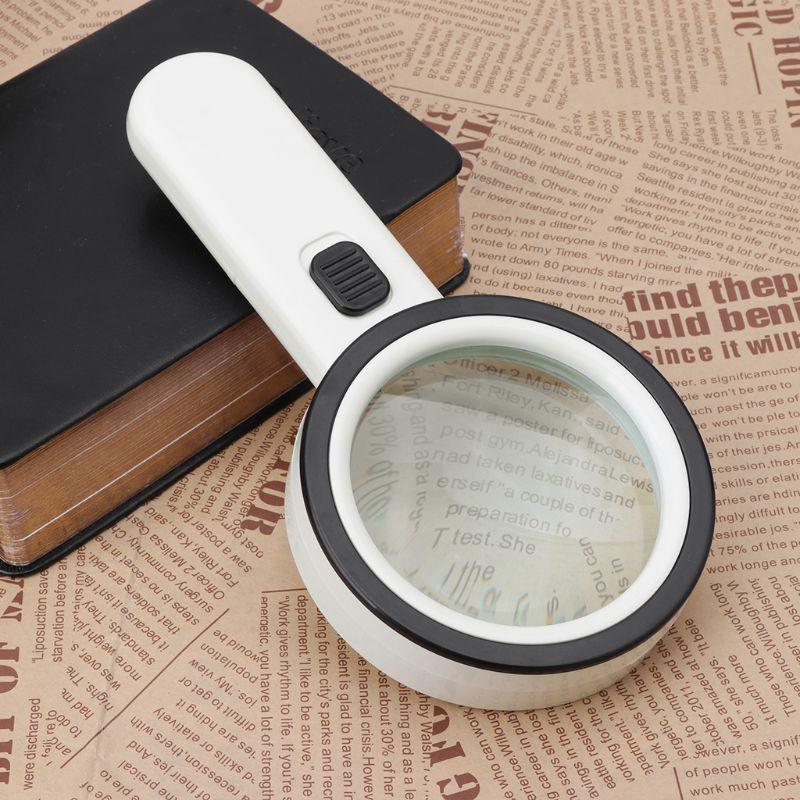 30X LED Magnifying Glass Handheld Lighted Magnifier Double Glass Lens ...