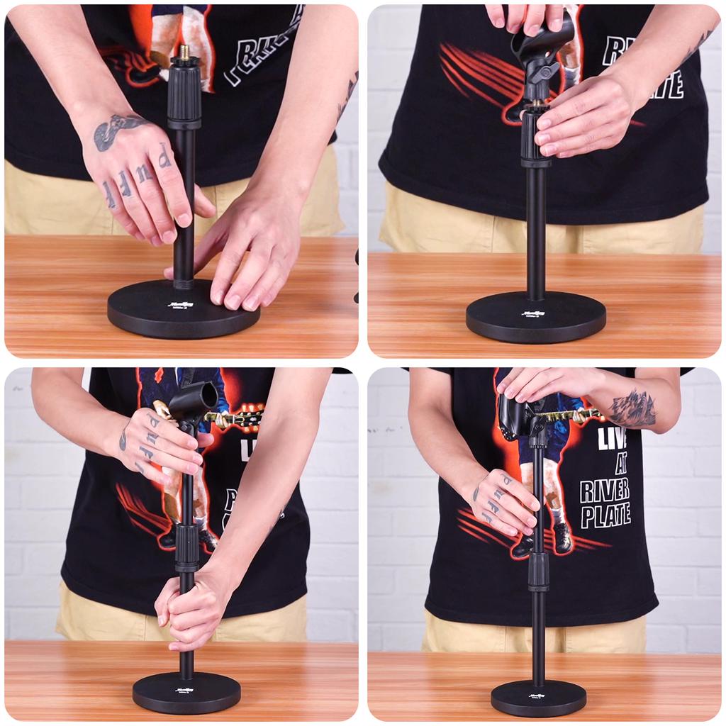 Moukey MMs-2 Adjustable Desktop Microphone Stand Table Microphone Stand ...