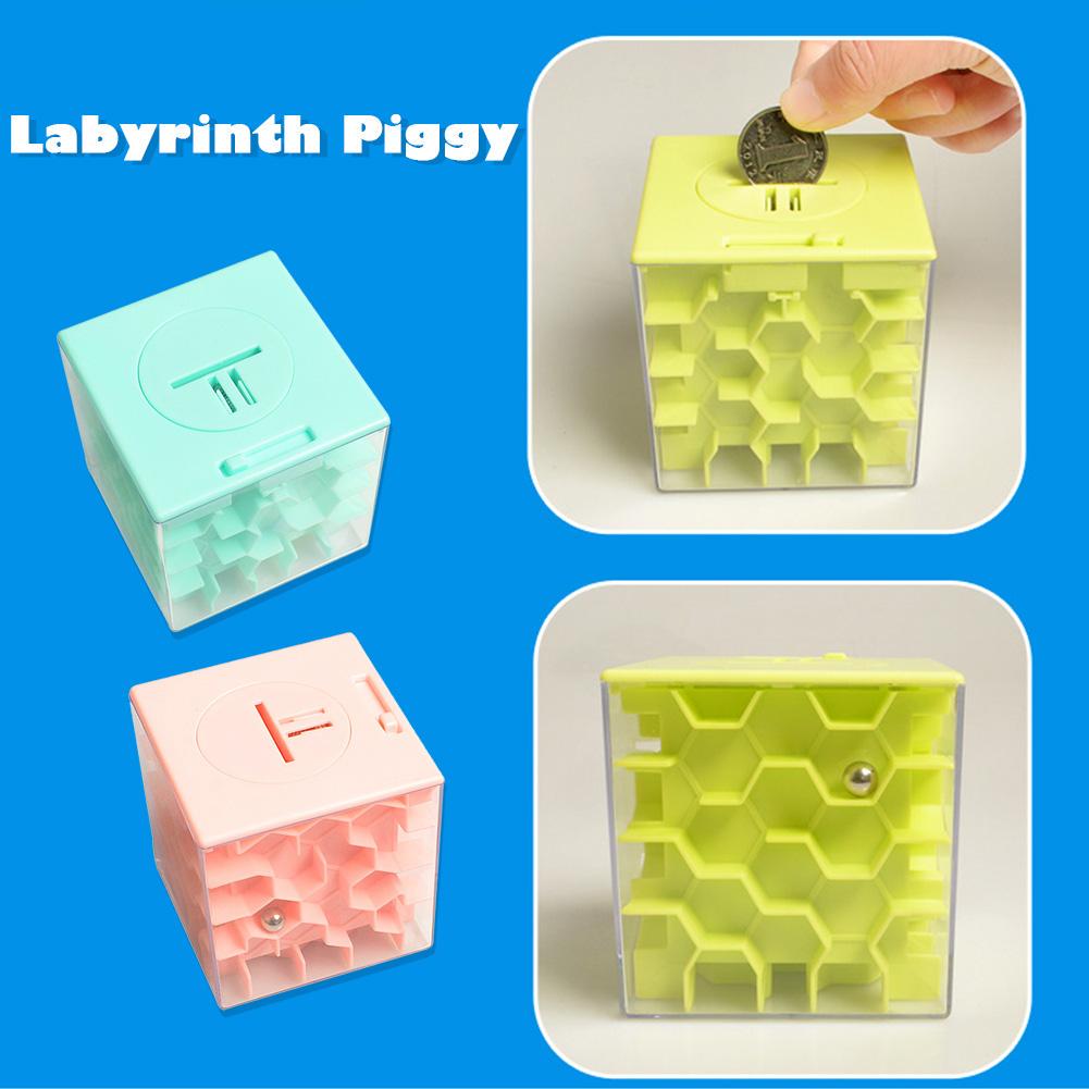 Buy Puzzle Toy 3D Maze Piggy Bank Transparent Walking Bead Magic Box ...