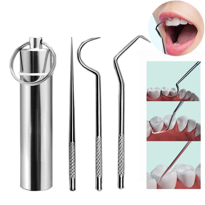 Buy New 3pcs/set Stainless Steel Toothpick Oral Care Flossing Tool ...