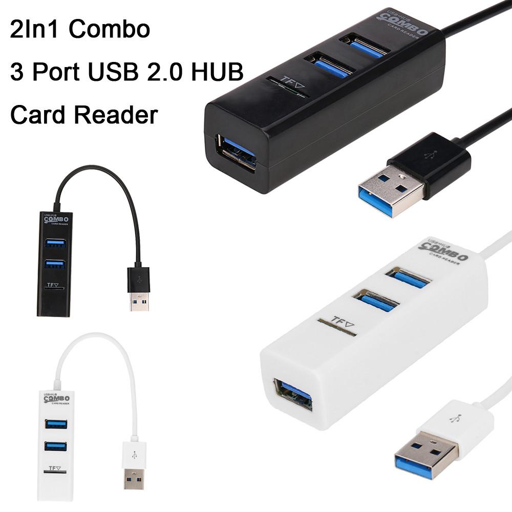 Cheap 2In1 Combo 3 Port USB 2.0 HUB Splitter Card Reader for SD TF ...