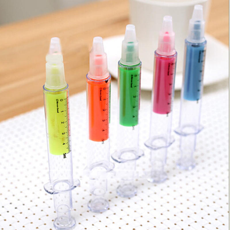 Buy 1/6 Pc Random Stationery Fluorescent Needle Tube Highlighter Marker ...