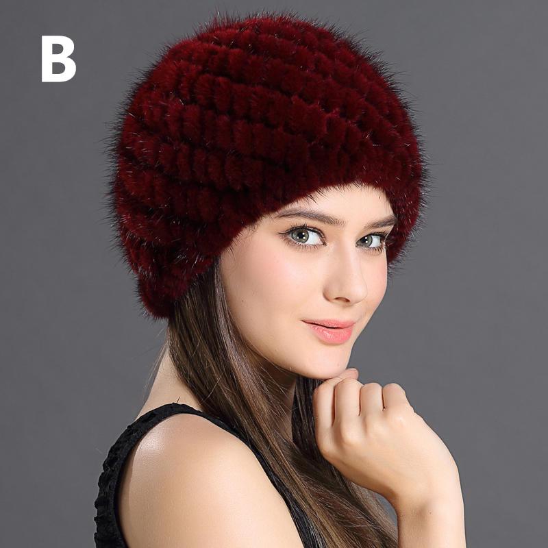 Buy Women Casual Knitted Fur Hats Soft Rex Rabbit Winter Warm Caps ...