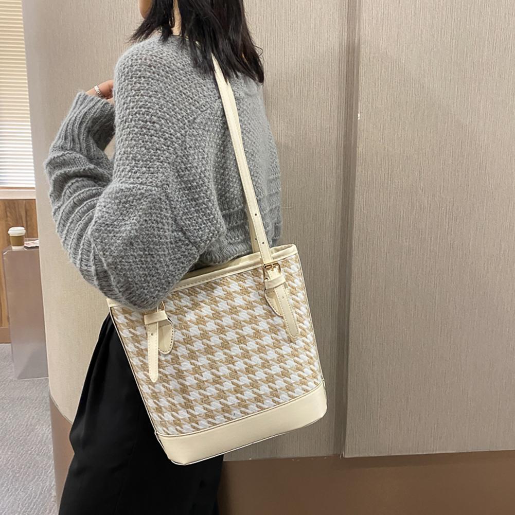 Cheap Retro Plaid Handbag Women PU Bucket Totes Casual Shoulder Bags ...