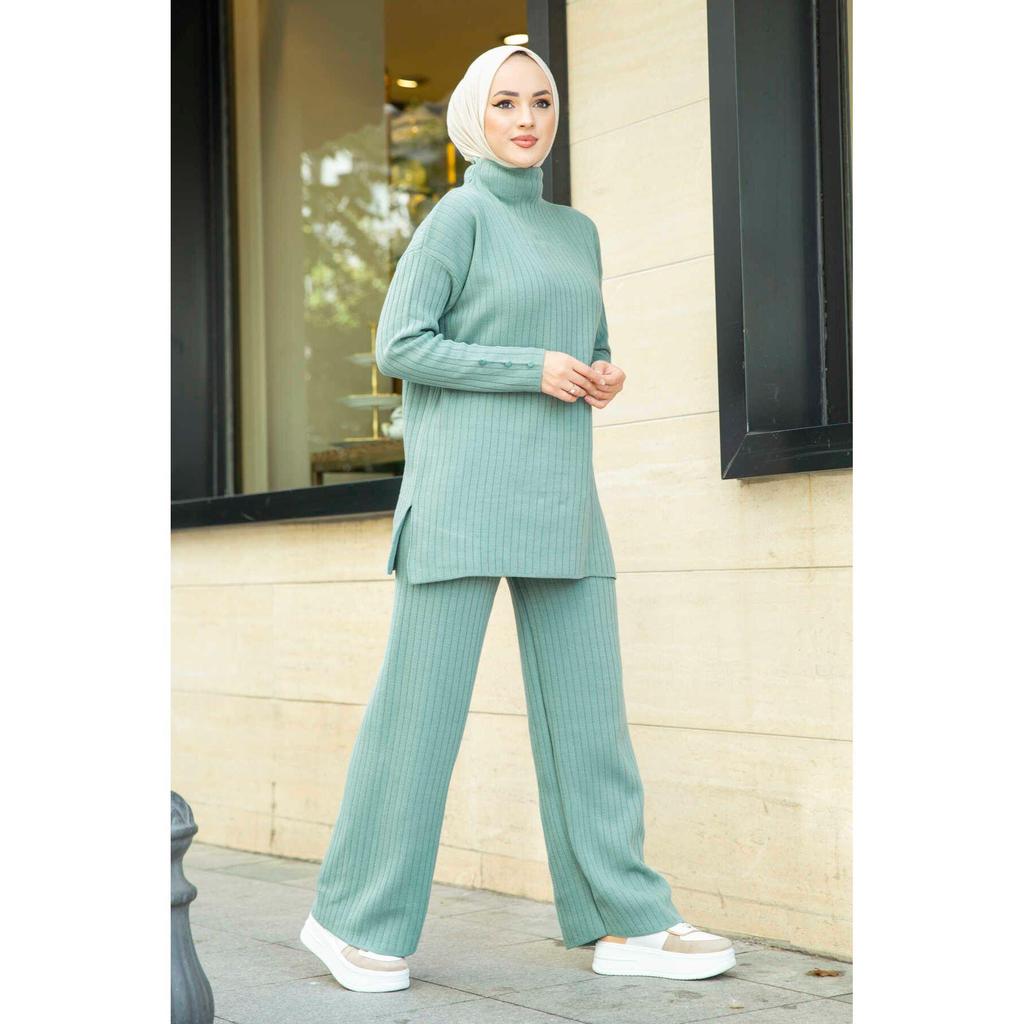 Buy Two Piece Muslim Women’s Big Size Stripe Detailed Tunic and Pant ...