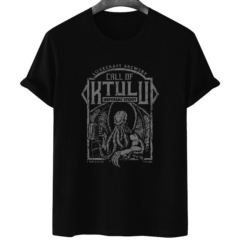 Buy Call Of Ktulu Printed Black Cotton Top Knitted T-Shirt Plus Size ...