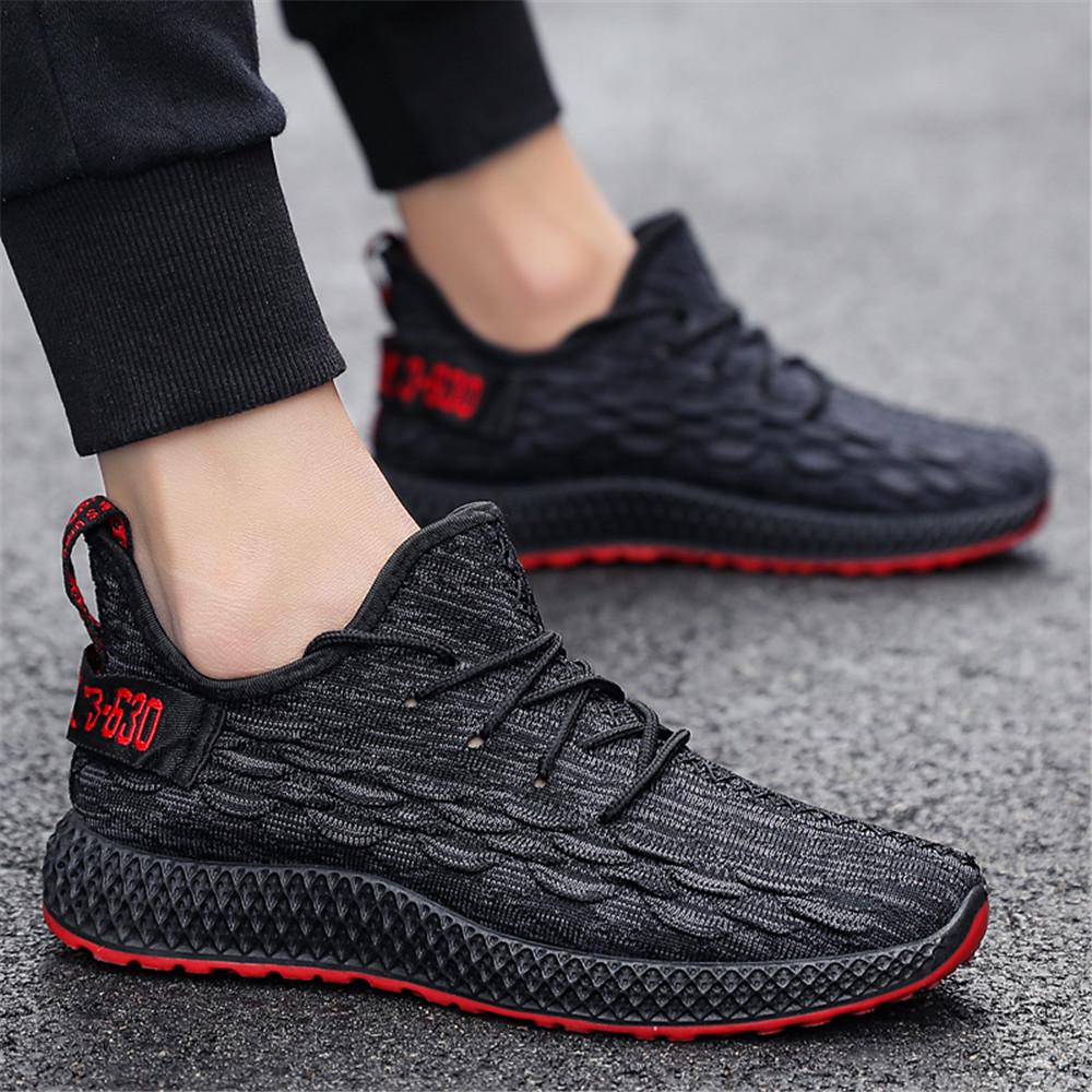 Men's Fish Scale Knitted Mesh Shoes Breathable Lightweight Lace-up ...