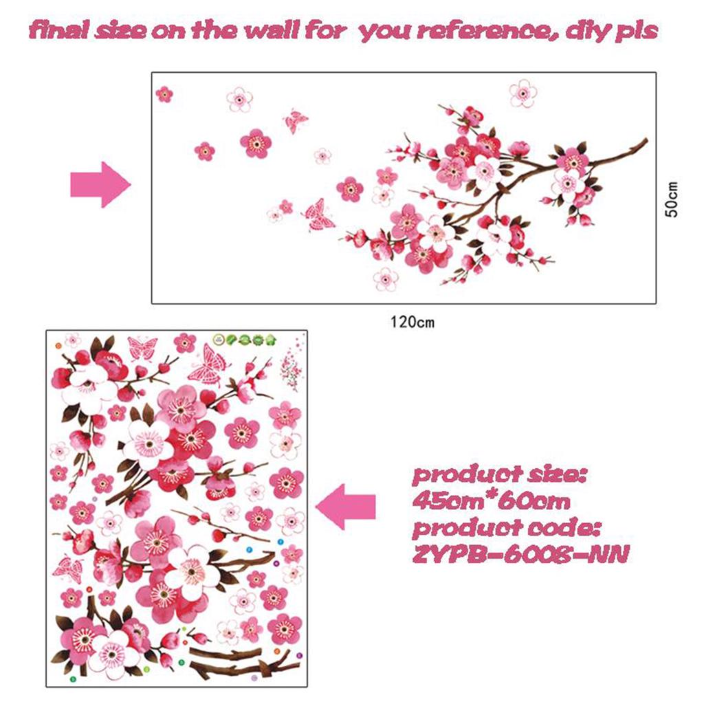 Buy Sakura Wall Stickers Living Bedroom Decorations Diy Flowers Pvc ...