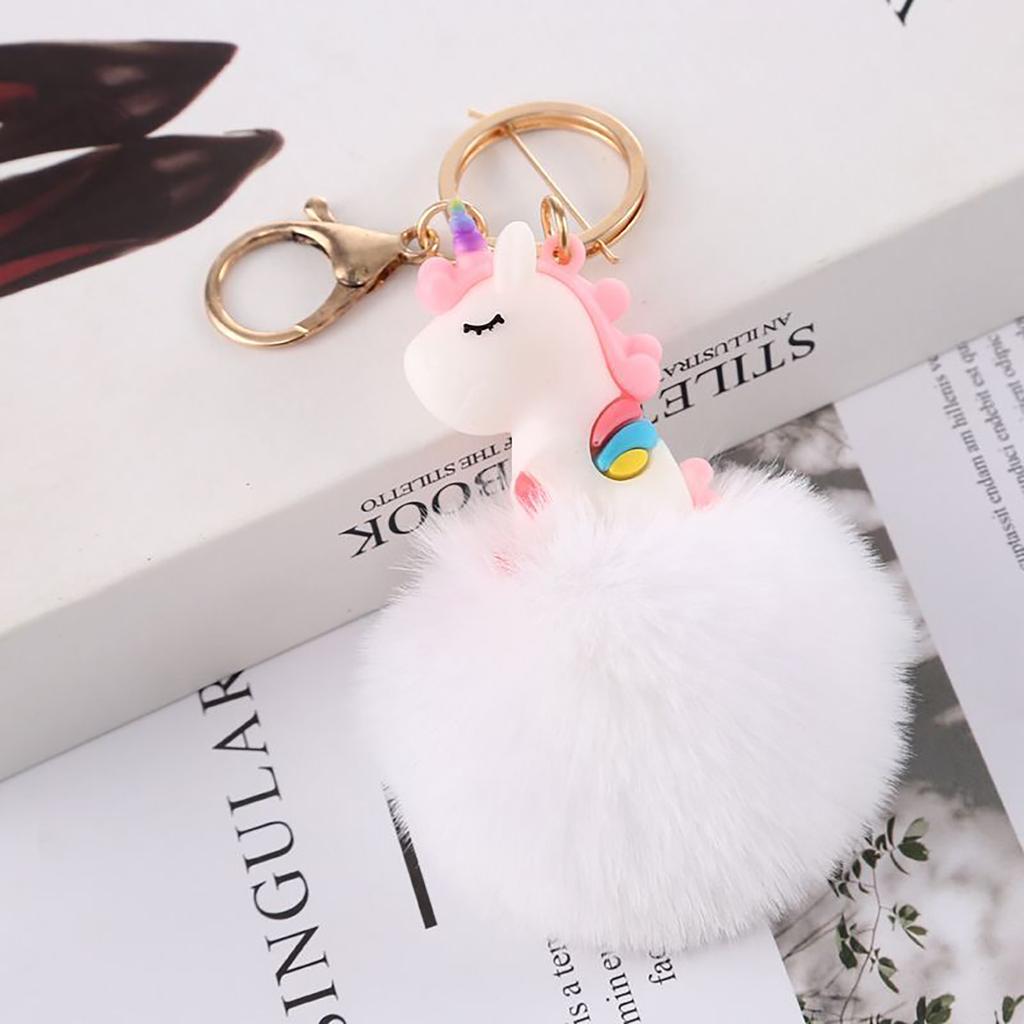 (Mp6)Ball Keychain Faux Fuzzy Charm For Women & Girls Soft Ball Bag ...