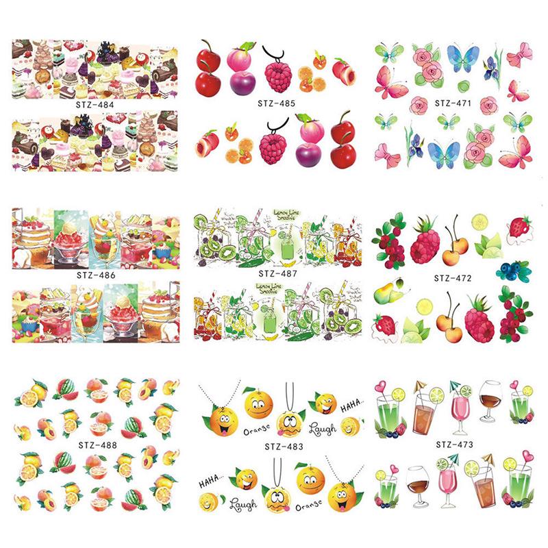 Su Transferi Tırnak Art Meyve Dondurma Yaz 3D Sticker Kek Manikür ...