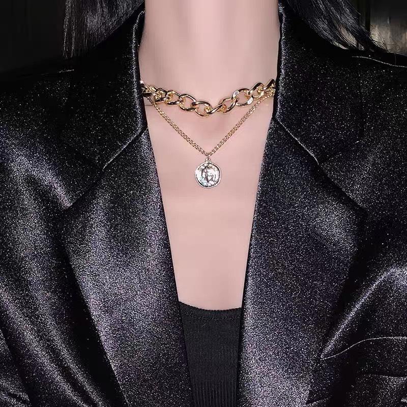 Buy Hip Hop Chain Double Layered Necklace Light Luxury Cold Wind Net ...