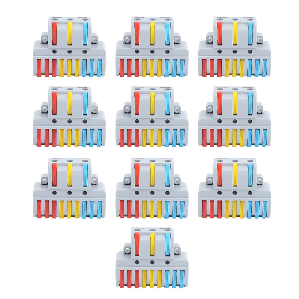 Buy 10Pcs Wire Block Clamp Terminal 3‑in‑9‑out Quick Wiring Electrical ...