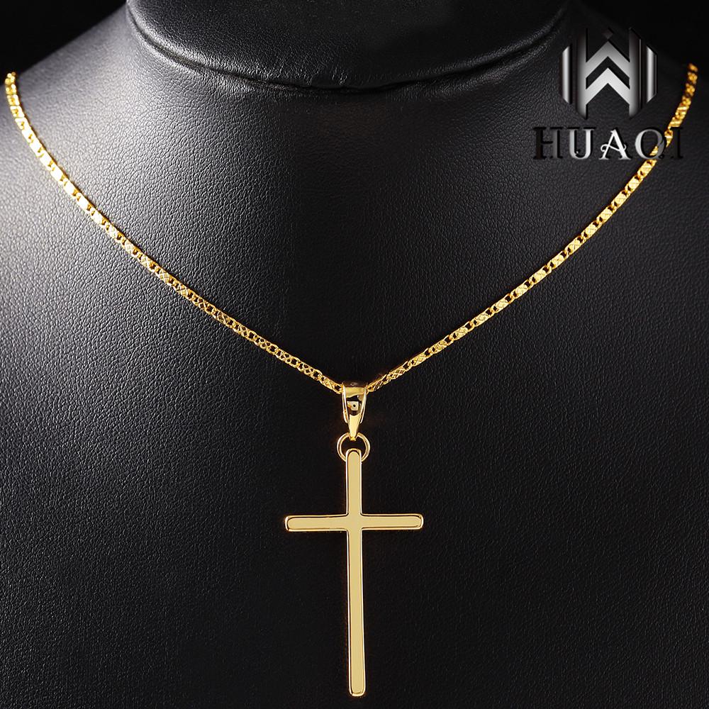 Women Men Fashion Gold Color Cross Pendant Neckalce Charm Crucifix ...