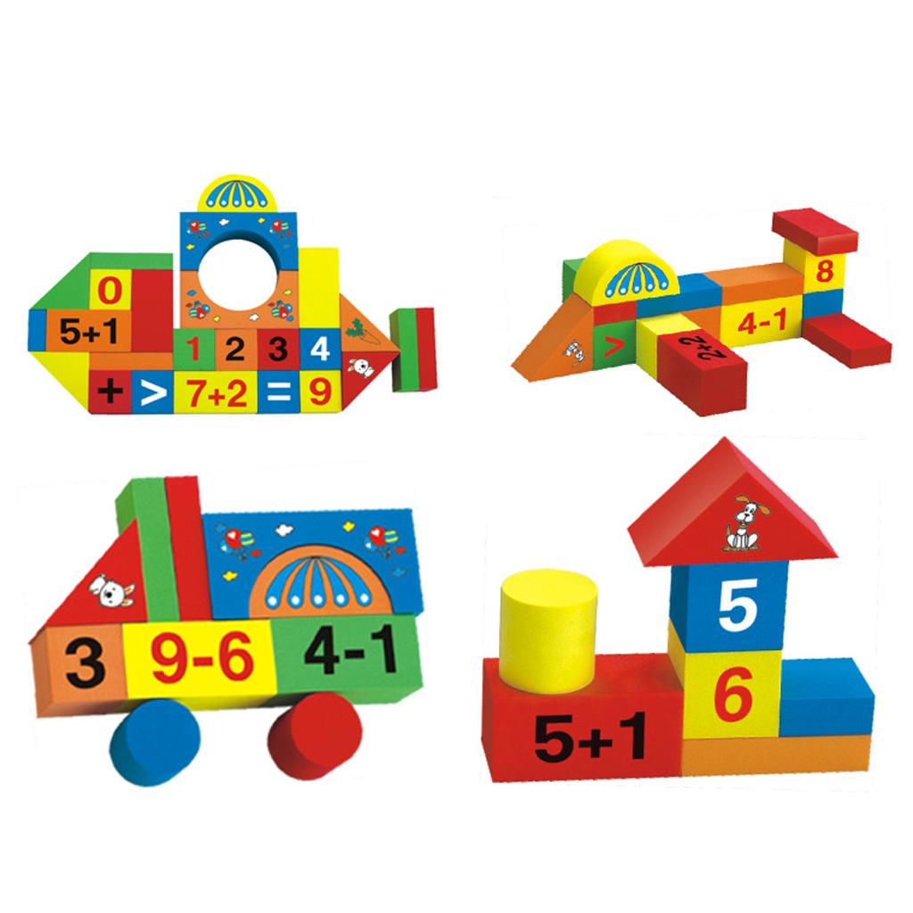 Buy 52Pcs EVA Soft Building Blocks Set Stacking Game Math Toys for Kids ...