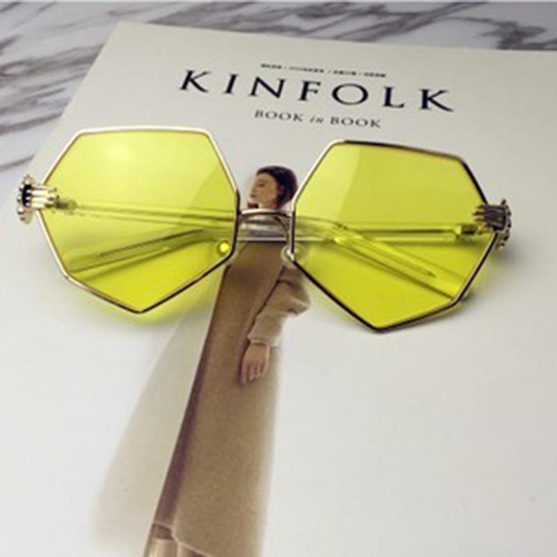 Buy Polygon Eyeglasses Palm Shape Glasses Vintage Hexagon Metal Frame ...