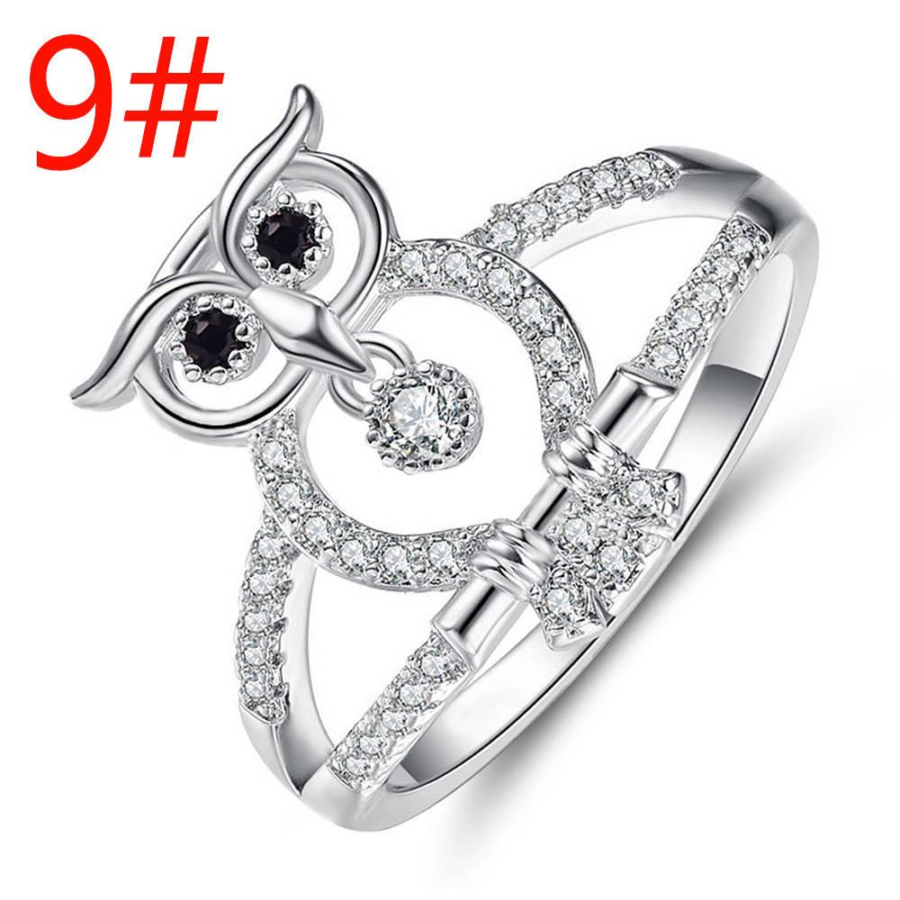Buy Creative Owl Ring Simple Hollow Personality Zircon Ring Animal ...