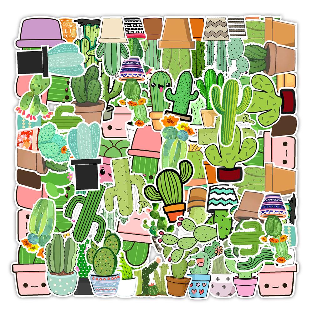 Buy 50 Cactus VSCO Vinyl Stickers Essential Stuff for Water Bottles ...
