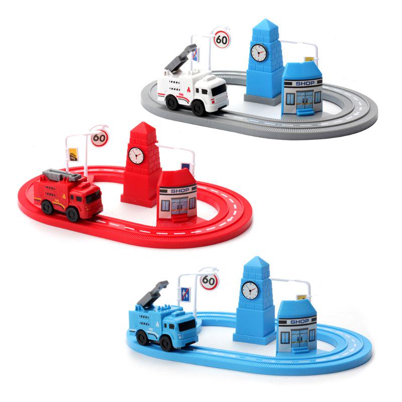 Buy Creative Clockwork Wind-up Track Fire Truck Car Scenes Children ...