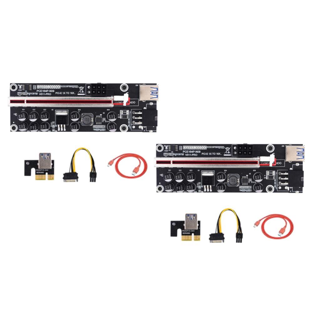 Buy 2Pcs V011-PRO Pcie Riser Card Pci-E 1X To 16X Adapter Card SATA To ...