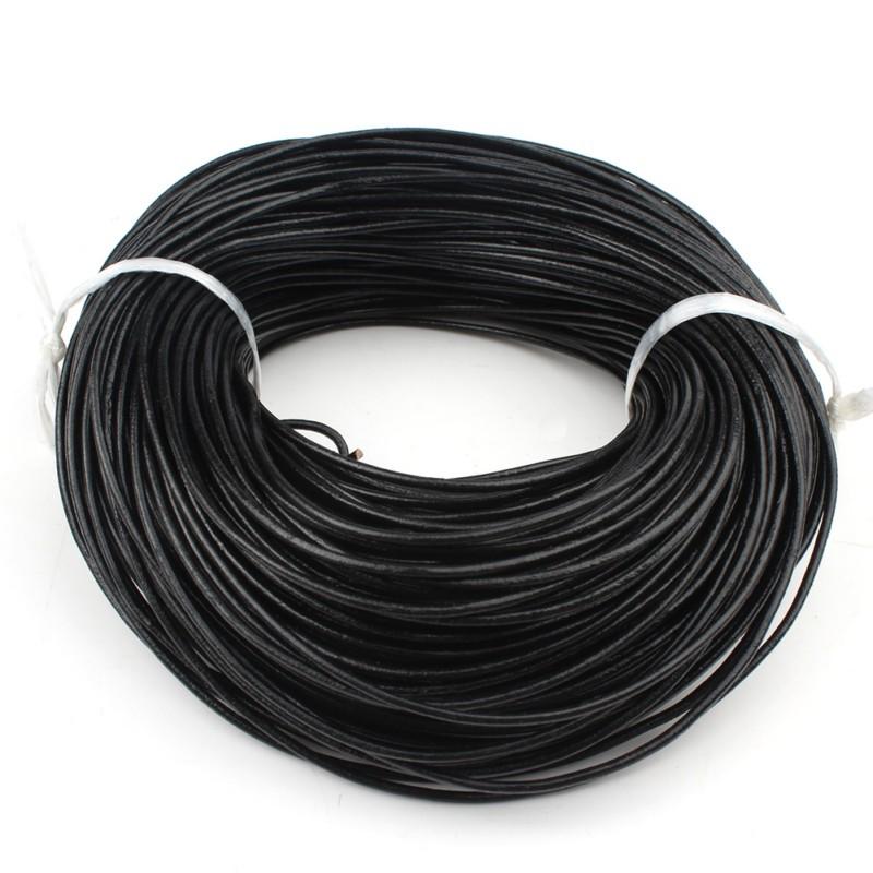 Cheap New 5M Round Leather 1.0-3.0mm Wide Cowhide Leather Rope DIY For ...