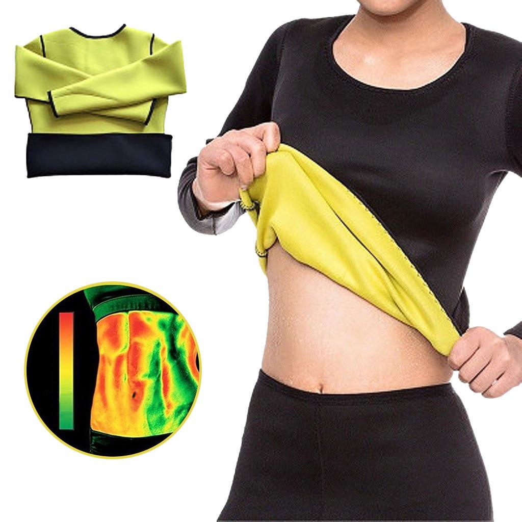 Women Fever Sweating Body Sculpting Perspiration Keep Warm Long Sleeves ...